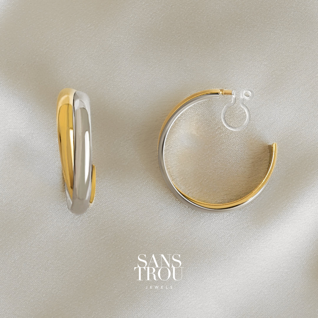Lumi Clip-On Hoop Earrings - Two Tone - Classic Clip (L) – SANS TROU