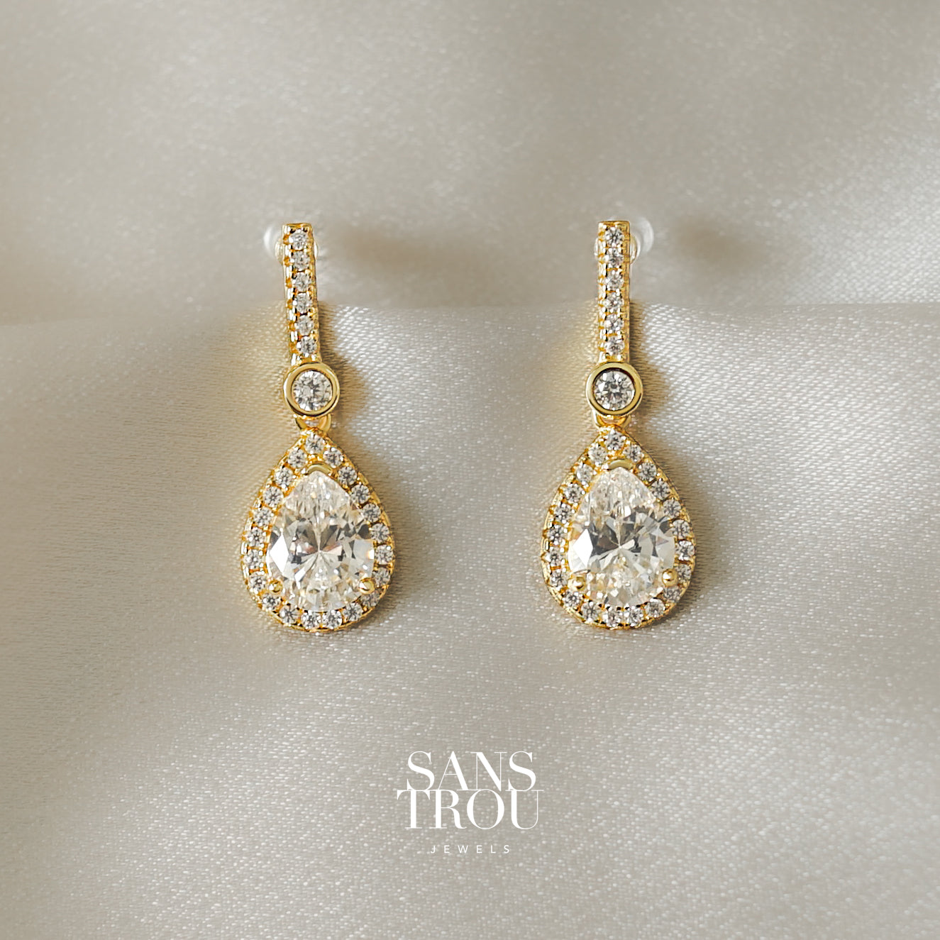Eloise Pear Drop Halo Earrings – SANS TROU